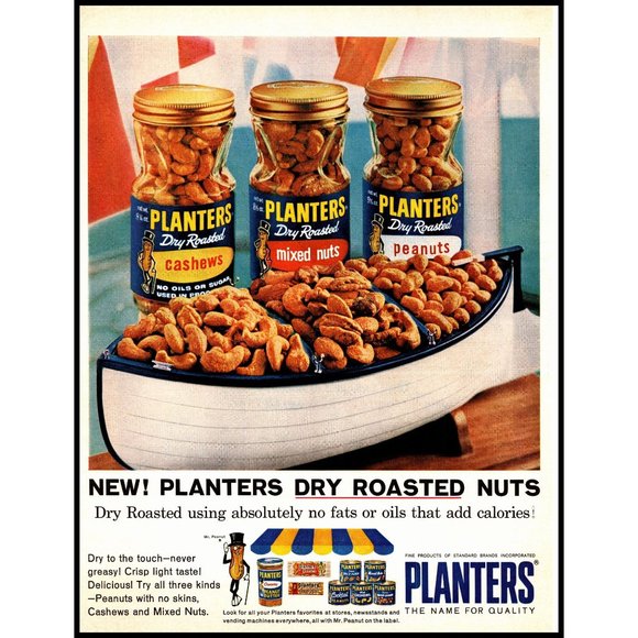 Planters | Art | 964 Planters Dry Roasted Nuts Vintage Print Ad Mr ...